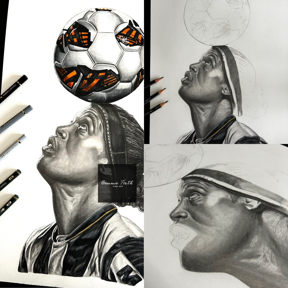 Brazil Ronaldinho Inspired pencil drawing Print A4 A5 A3 Pencil Drawin ...